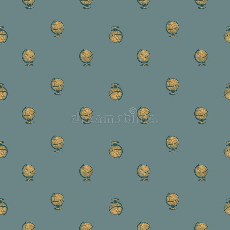 The Globe Engraved Seamless Pattern. Vintage Background Old Atlas Earth ...