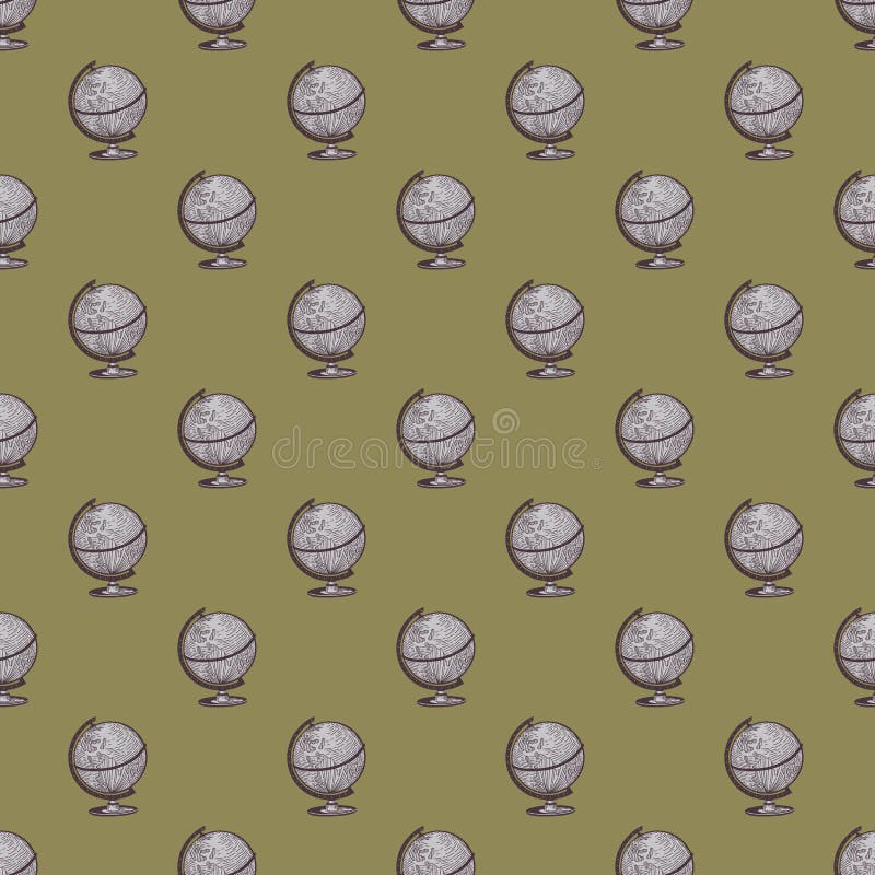 The Globe Engraved Seamless Pattern. Vintage Background Old Atlas Earth ...