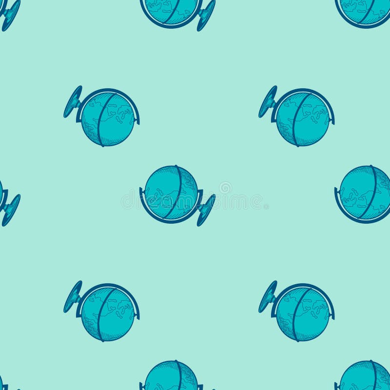 The Globe Engraved Seamless Pattern. Vintage World Map in Hand Drawn ...