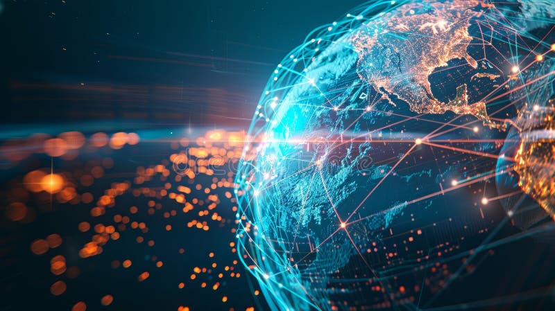Globe Enveloped by Seamless Digital Connectivity Network Stock ...