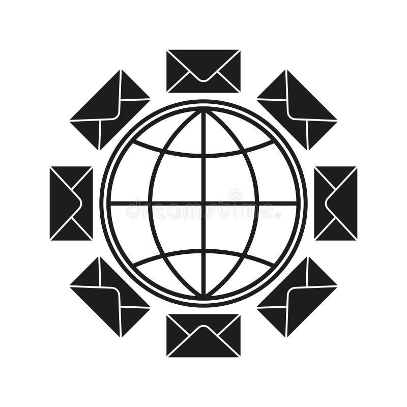 Globe with Envelopes. Communication Network Symbol. Email Exchange ...