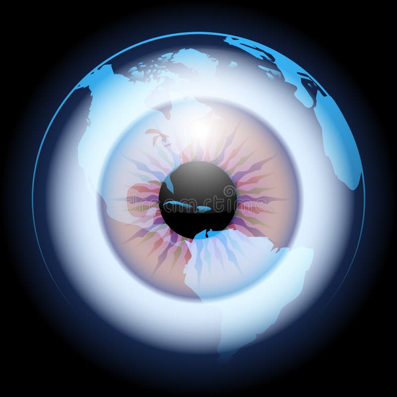 Globe with Eye Ball Inside Illustration Stock Vector - Illustration of ...