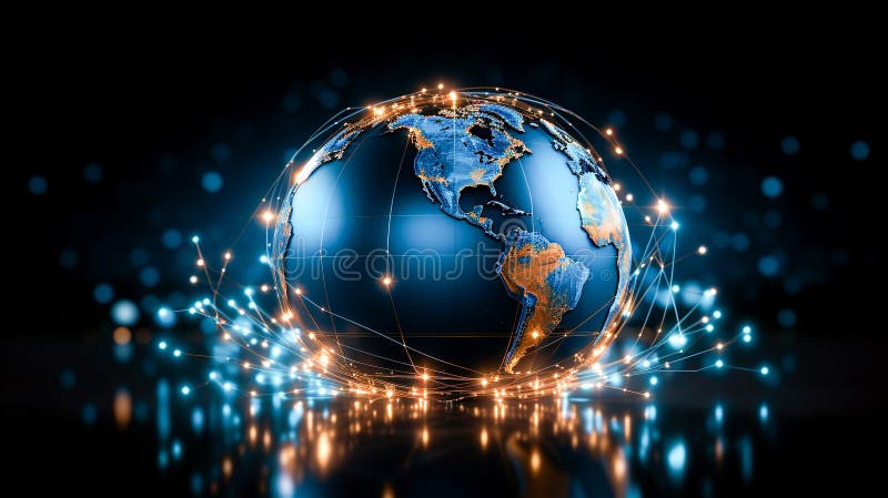 Globe with Internet Connection Lines Across the Planet , AI Generated ...