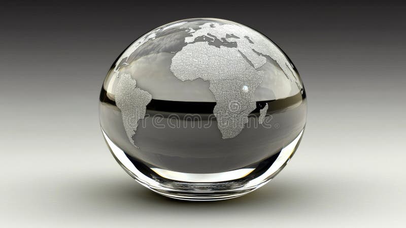 The Globe Features Detailed Political Boundaries and a Gray Background ...