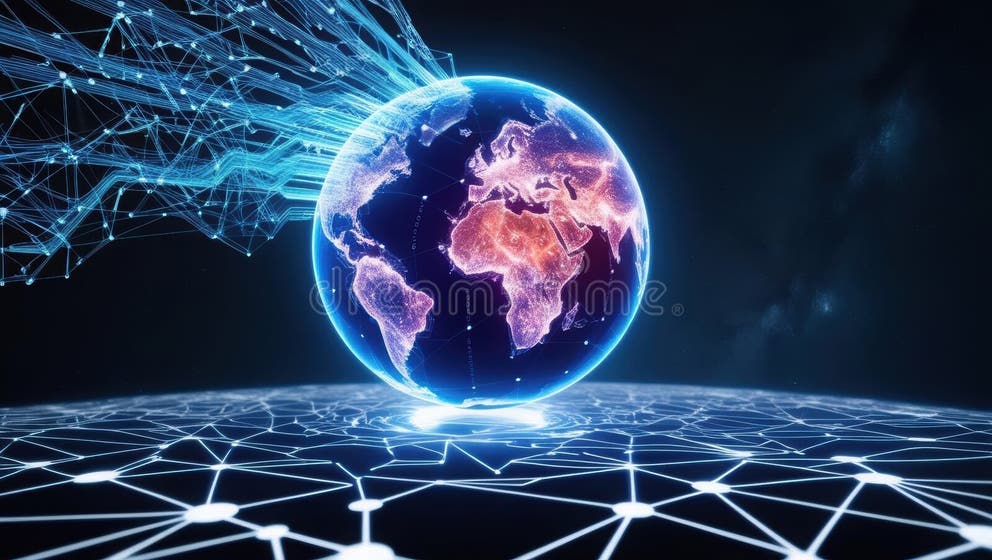 Globe Featuring Multiple Network Lines and Connections Depicting Global ...