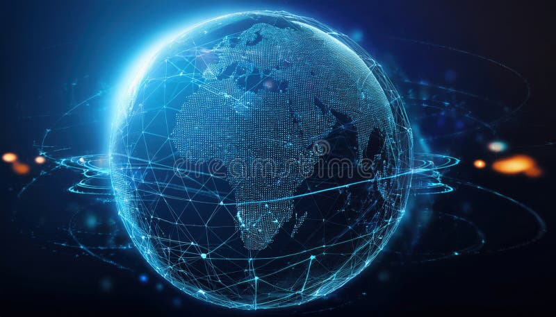 Globe Featuring a Network of Lines and Dots Symbolizing Global ...