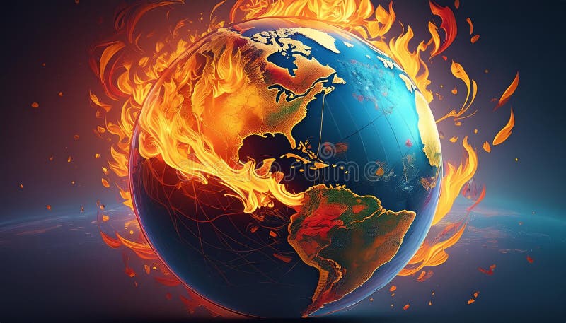 A globe with fire on it stock illustration. Illustration of space ...