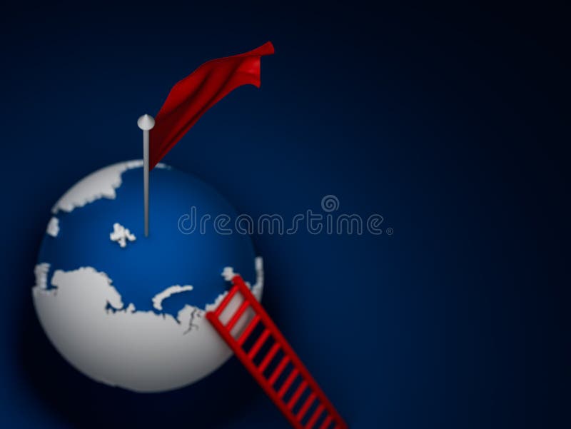 The Globe and Flag Represent the Words Victory, Number One, Peak ...