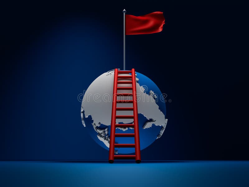 The Globe and Flag Represent the Words Victory, Number One, Peak ...