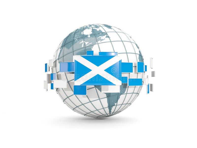 Globe with Flag of Scotland Isolated on White Stock Illustration ...