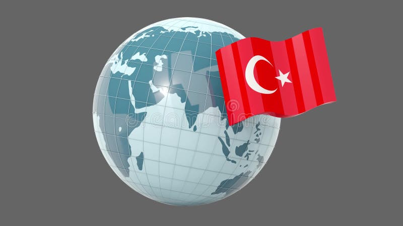 Globe with flag of Turkey stock video. Video of national - 172660531