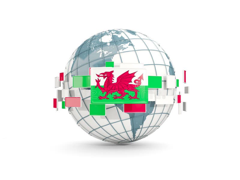 Globe with Flag of Wales Isolated on White Stock Illustration ...