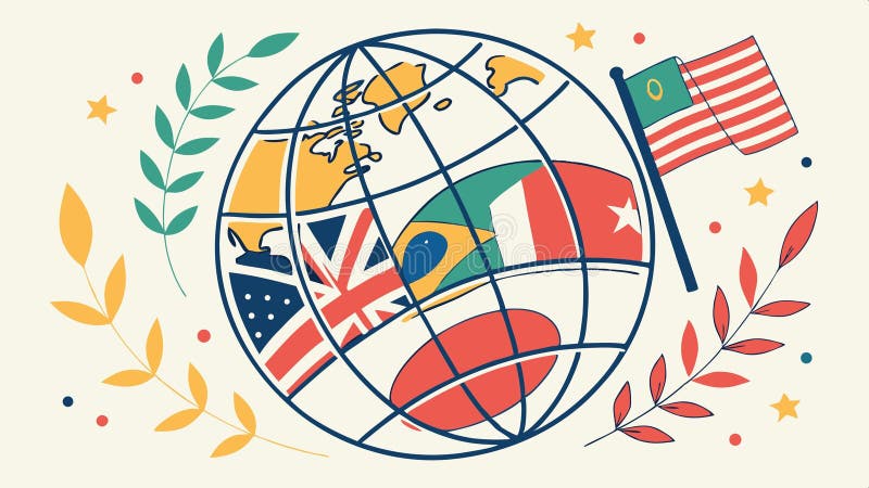 Globe with Flags of Countries, International World Symbol Vector Design ...