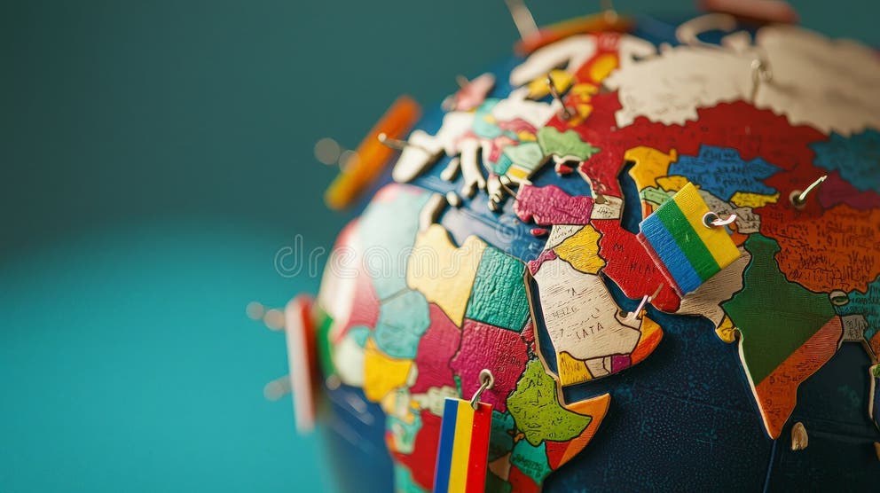 Globe with Flags Representing Different Countries Stock Illustration ...