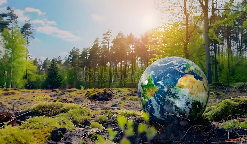 Globe in Forest Covered with Green Moss, Environmental Protection ...