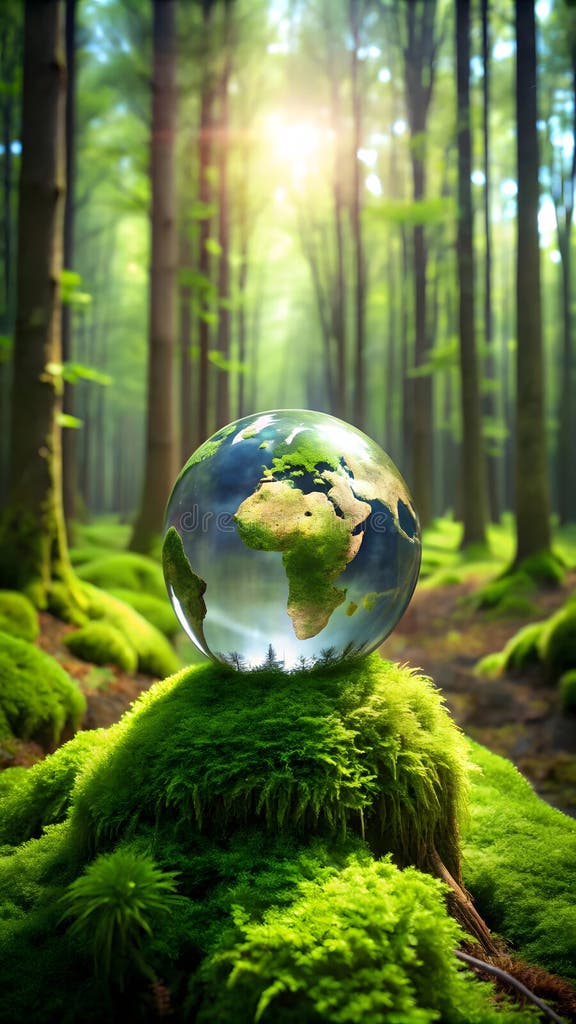 Globe in Forest. Global Warming Concept. Ecology Concept Stock ...