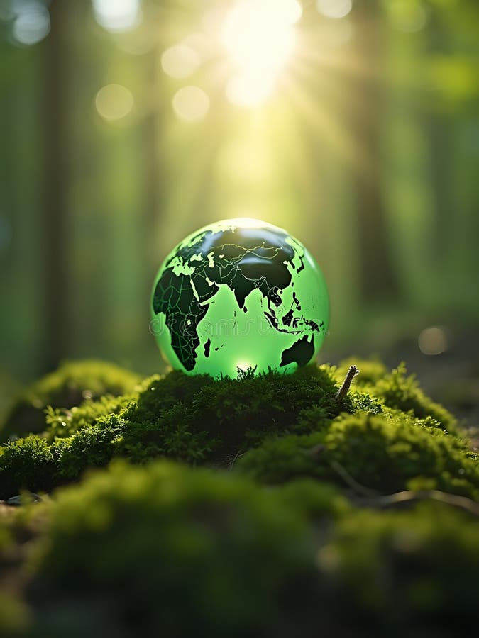 Globe in the Forest. Global Warming Concept. Ecology Concept Stock ...