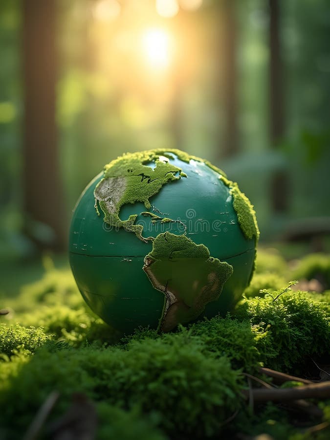 Globe in the Forest. Global Warming Concept. Ecology Concept Stock ...