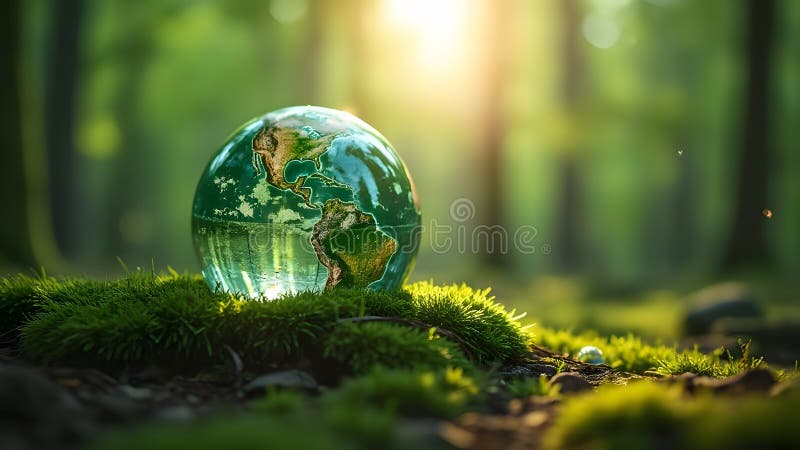 Globe in the Forest. Global Warming Concept. Ecology Concept Stock ...