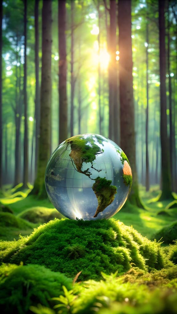 Globe in the Forest. Global Warming Concept Stock Illustration ...
