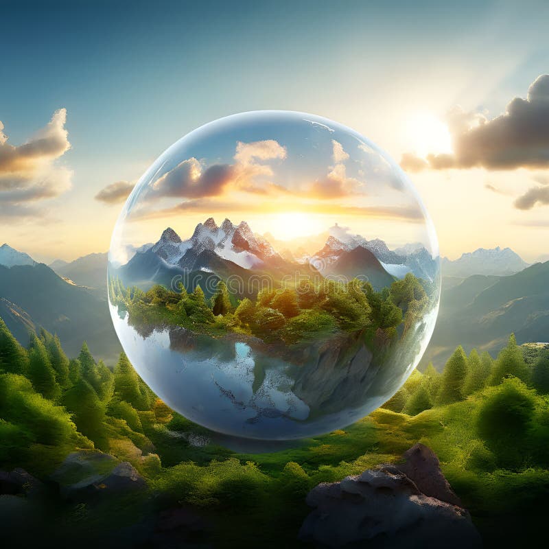 Globe at Forest, Green Forest Tree and Globe, Healthy Environment ...