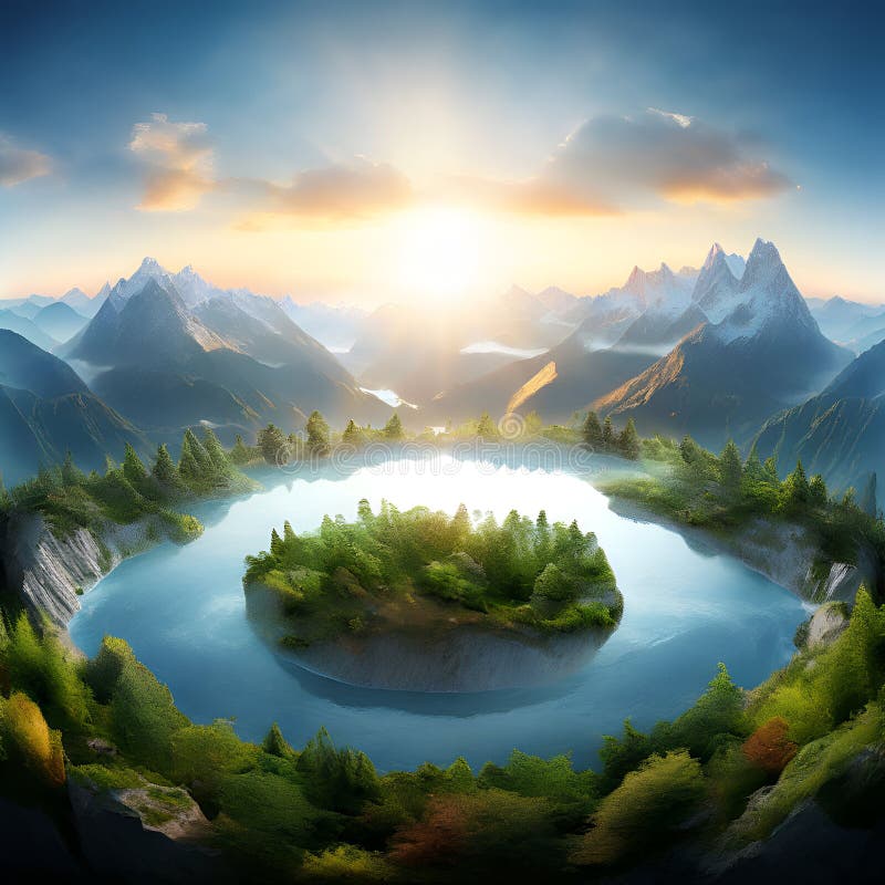 Globe at Forest, Top View of Green Forest Tree and Globe, Healthy ...