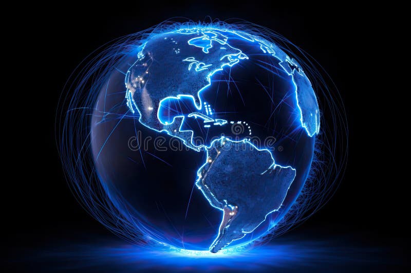 Globe in the Form of a Blue World in the Internet. Blue Earth Stock ...