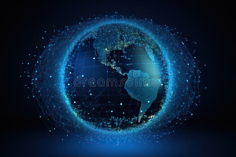 Globe in the Form of a Blue World in the Internet. Blue Earth Stock ...