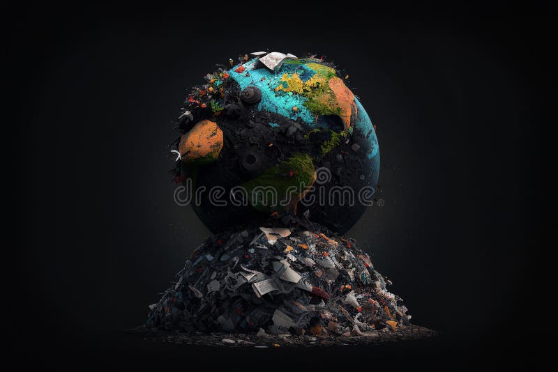 A Globe with Garbage Standing on a Large Pile of Garbage. Concepts of ...