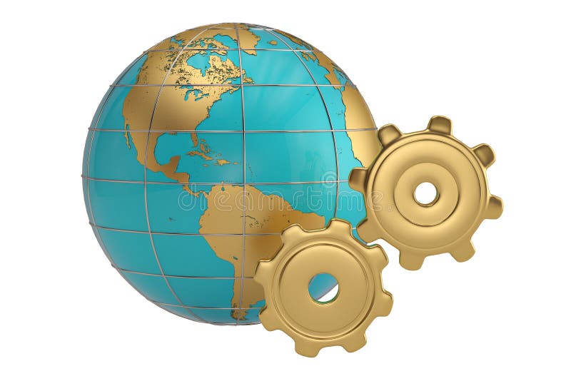 Globe with gears stock illustration. Illustration of internet - 6834815