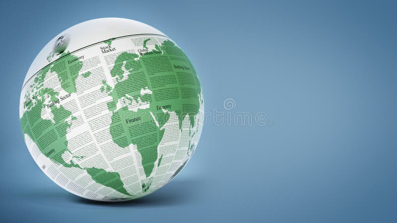 Globe with Generic Newspaper Texture. 3D Illustration Stock ...
