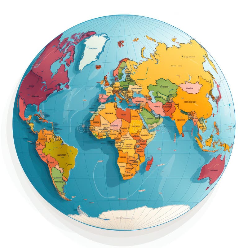 Globe and Geographic Map on White Background Stock Illustration ...