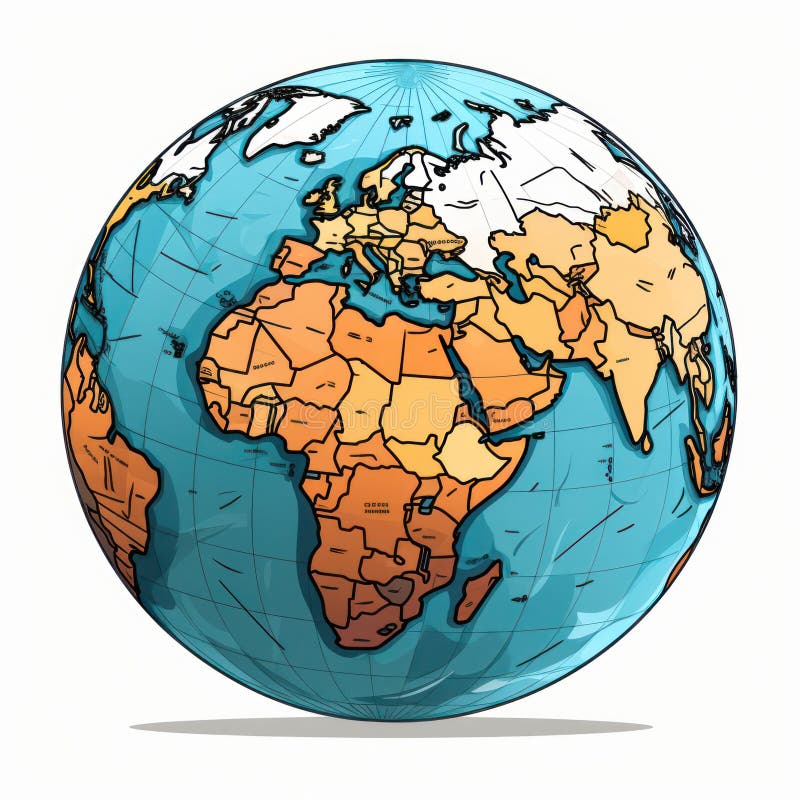 Globe and Geographic Map on White Background Stock Image - Image of ...