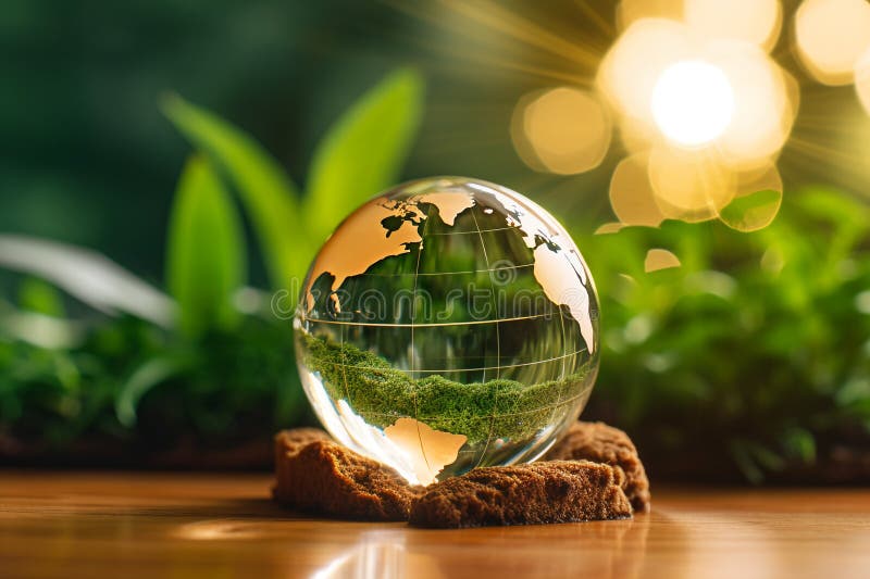 Globe Glass with Sunlight. Generative Ai Stock Illustration ...