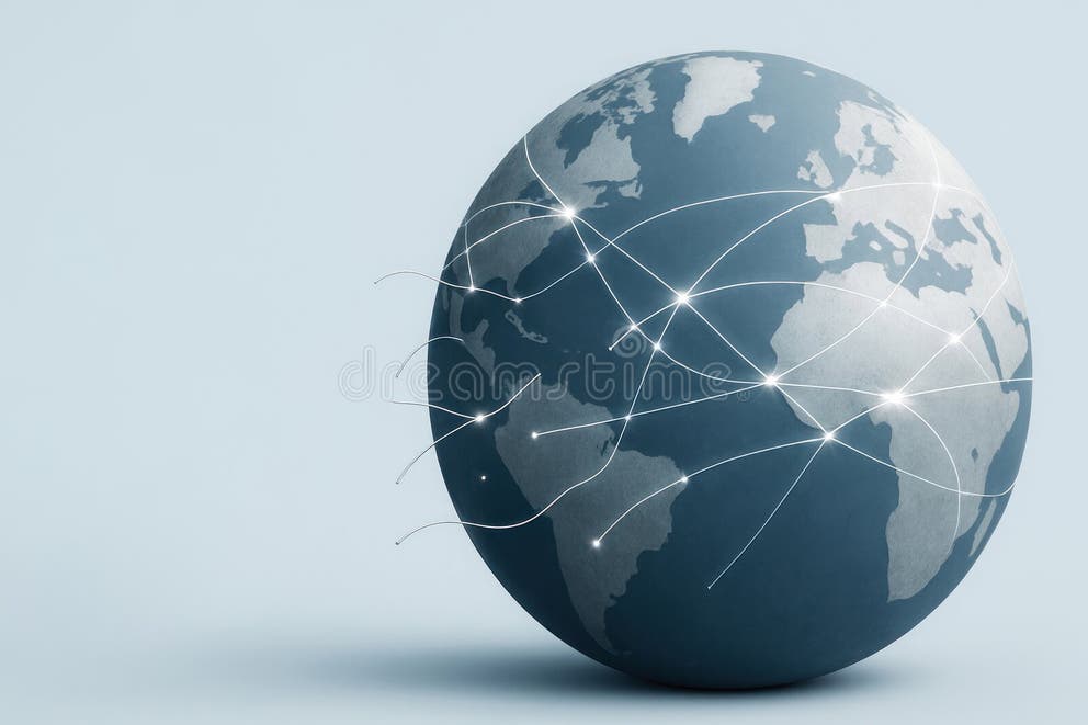 A Globe with Global Digital Communication Lines. Space for Text. Stock ...