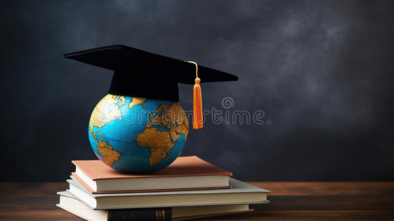 Globe in Graduation Cap. Illustration AI Generative Stock Illustration ...