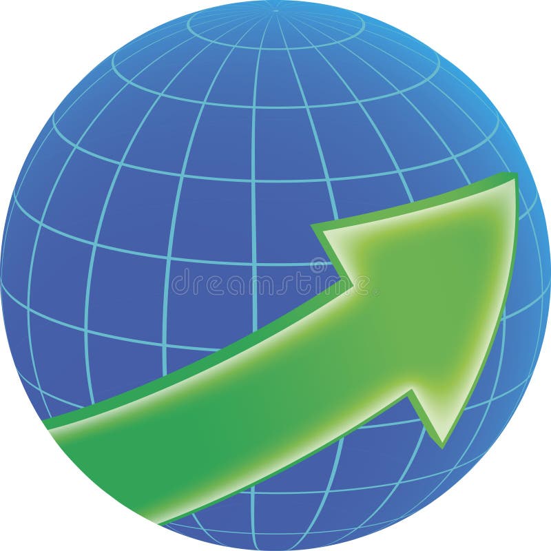 Globe and green arrow stock vector. Illustration of arrow - 32462822