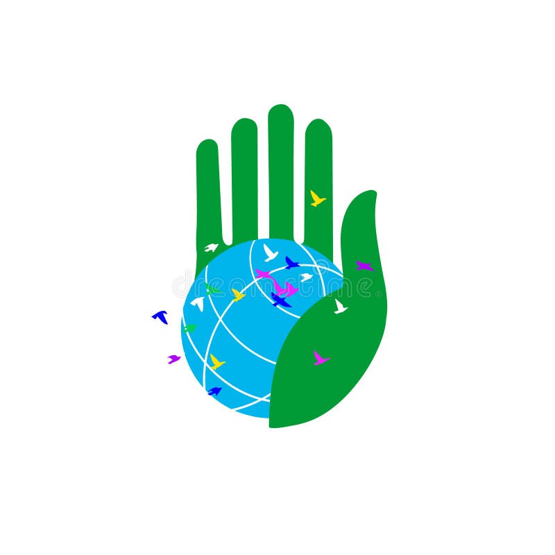 Globe in the Green Hand. Hand Holding Globe Icon. Environmental Hand ...