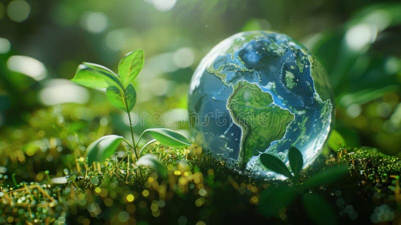The Globe among Green Leaves. AI Generated Stock Photo - Image of leaf ...