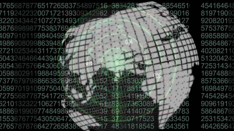 Globe With Grid And Numbers Data Processing Animation Stock Footage