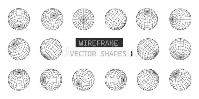 Globe Grid Spheres. Wireframe 3D Spheres Geometry Globe Grid. Spherical ...