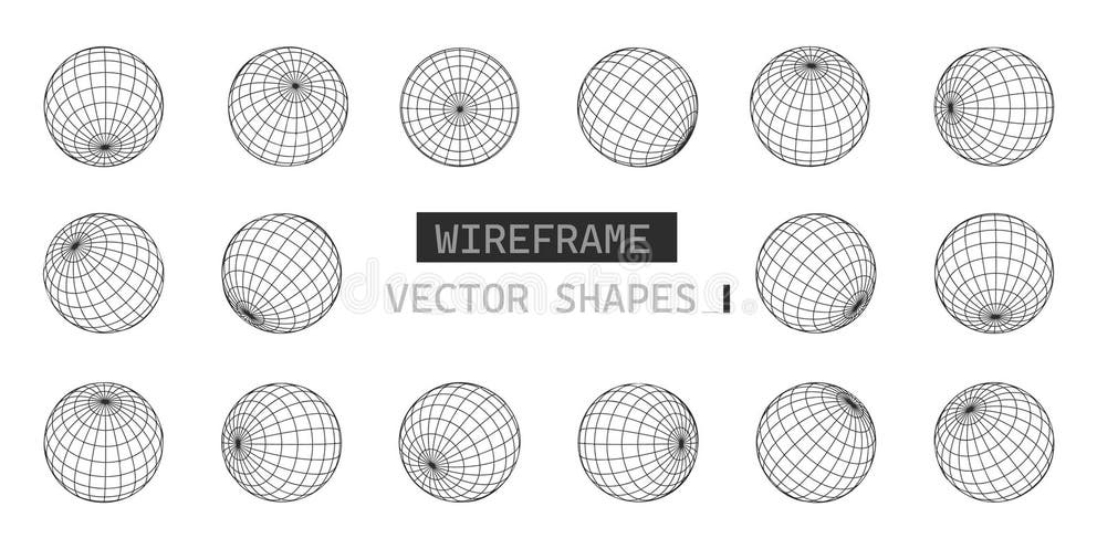 Globe Grid Spheres. Wireframe 3D Spheres Geometry Globe Grid. Spherical ...