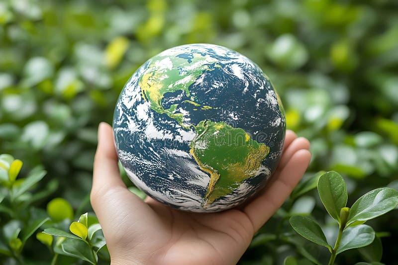Globe in Hand Symbolizing Environmental Conservation and Global ...