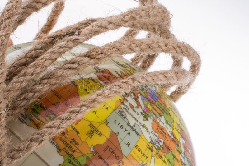 Globe in Hand Wrapped with Rope Stock Photo - Image of globe, hand ...