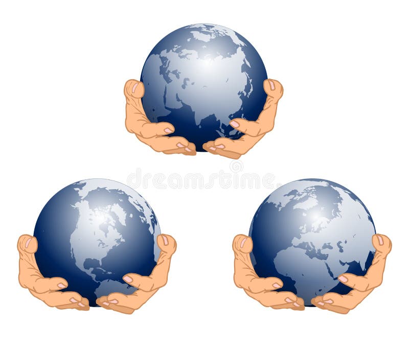Globe in Hands. Green stock vector. Illustration of care - 8222876