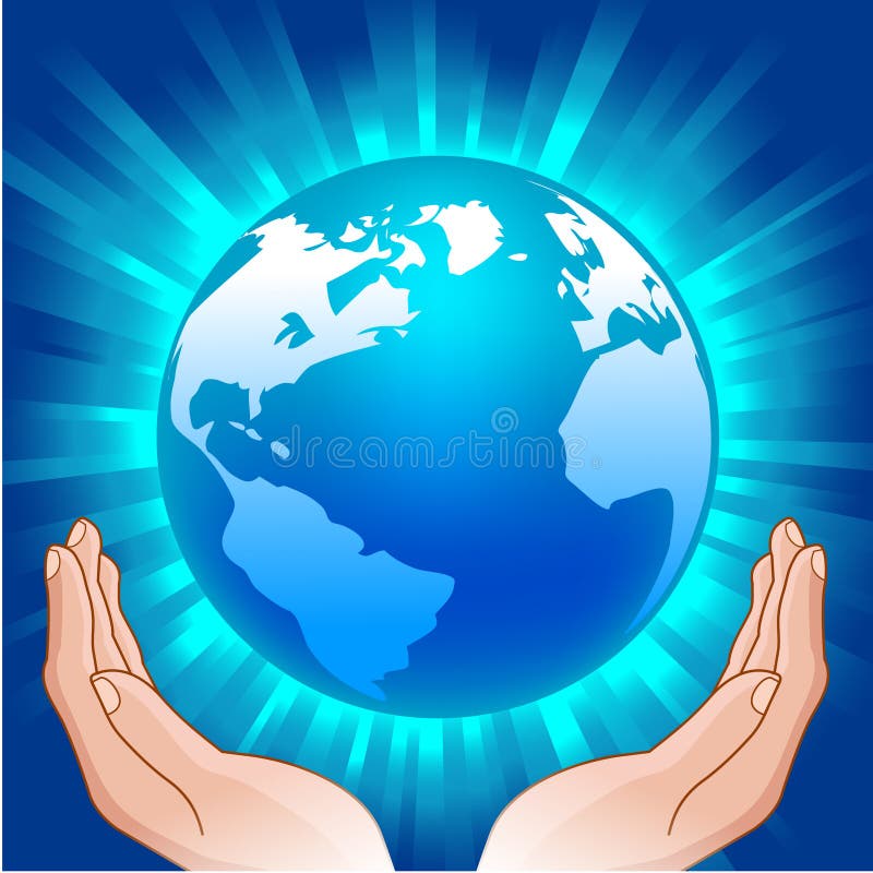 Globe in hands stock vector. Illustration of hope, glow - 20326919