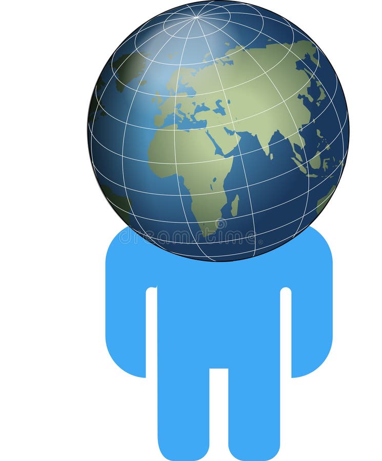 Globe head man stock vector. Illustration of mind, person - 8669709