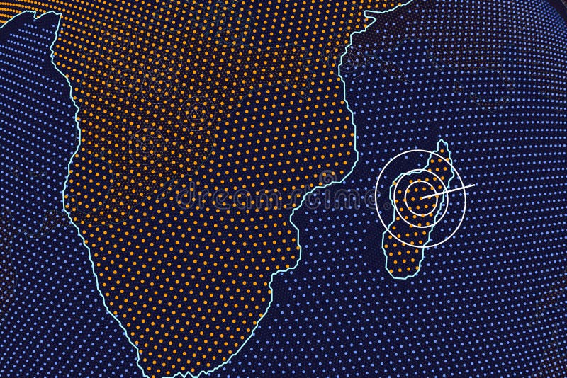 Globe with Highlighted Continents and Pointer Marks Stock Illustration ...