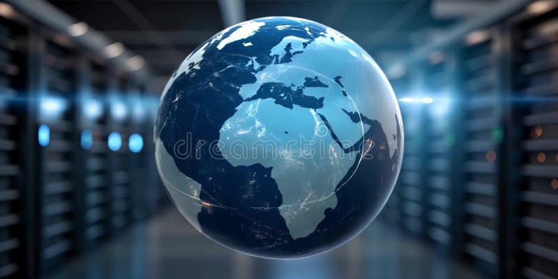 A Globe in a Hightech Server Room Symbolizes Global Connectivity Video ...