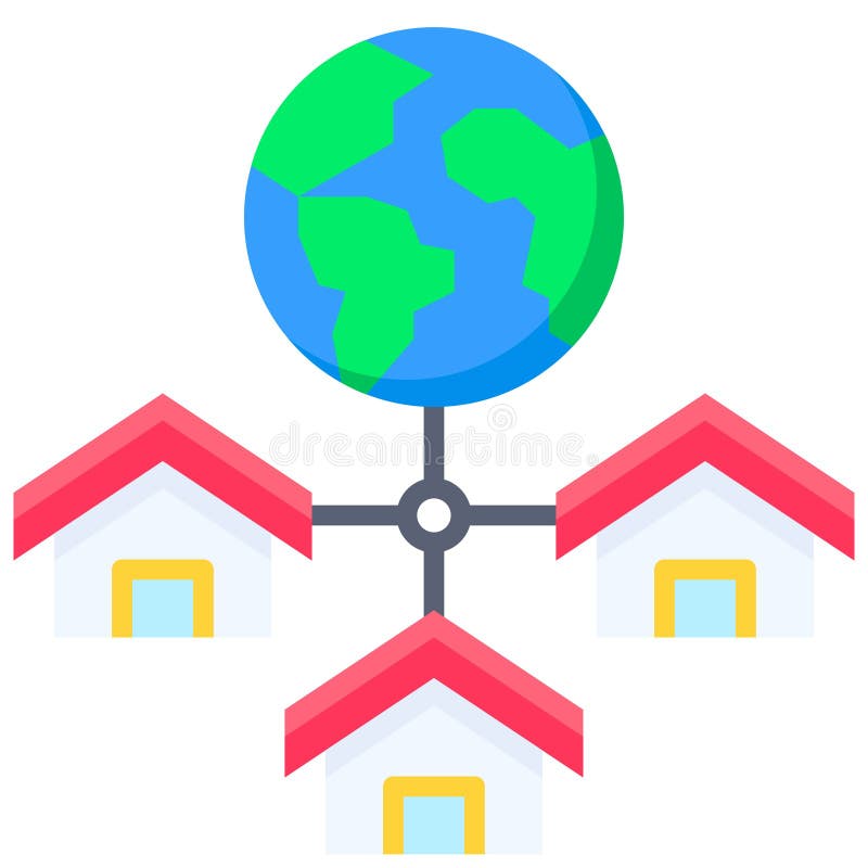 Globe with Houses, Global Connection Vector Illustration Stock Vector ...